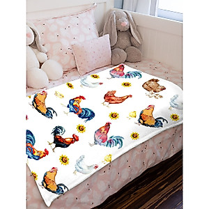 Aozyhug Chicken Blanket Sunflower Rooster Chickens Blanket Chicken Stuff Swaddle Blanket Girl Chicken Themed Gifts Toddler Baby Blankets for Crib Stroller (30"x40" Inches)