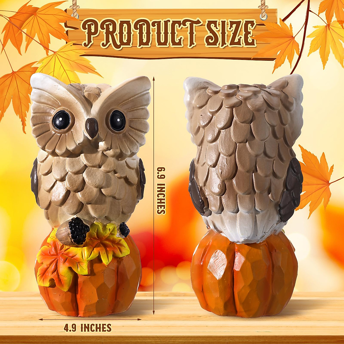 Moucuny Owl Fall Decor Resin Thanksgiving Owl Decor Fall Pumpkin Owl Table Centerpieces Thanksgiving Table Decor Country Style Thanksgiving Owl on Pumpkin Autumns Fall Home Garden Holiday Decor