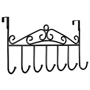 Youdepot Over The Door Hook - 7 Hook Bronze Coat Rack, Towel Hanger, Bathroom Door Hooks, Clothes Hanger, Hat Organizer, and Belt Holder. Easy to Install Door Hanger Hook.