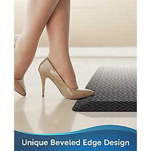 Ophanie Anti Fatigue Cushioned Mat, 9/10 inch Thick, Kitchen mats for Floor, Kitchen Rugs, Waterproof,Comfort Ergonomic Standing Mat for Office, Home, Sink, 20x32 Black Non-Slip Ridged Bottom