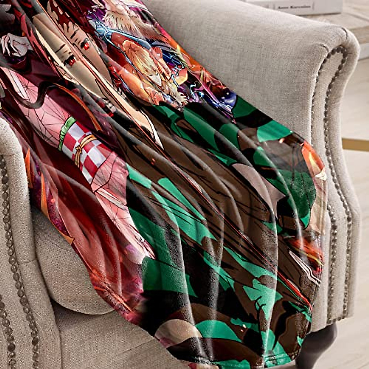 Japanese Anime Flannel Blanket 2set, Soft Lightweight Fleece Throw Blanket with Pillowcase Warm Durable Sofa Couch Decor Beding