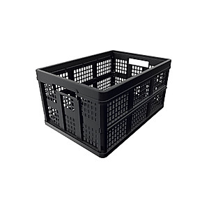 CLAX® The Original | Made in Germany | Multi Use Functional Collapsible Carts | Mobile Folding Trolley | Storage Cart Wagon | Shopping Cart with 2 Storage Crates (Black)