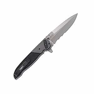 CRKT M40-15 EDC Folding Pocket Knife: Heavy Duty Everyday Carry, Spearpoint Blade with Veff Serrations, Flipper, Deadbolt Lock, Aluminum & GRN Handle, 4-Position Pocket Clip