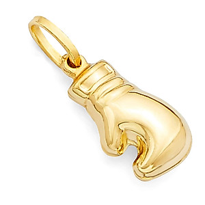 14k REAL Yellow Gold Boxing Glove Charm Pendant