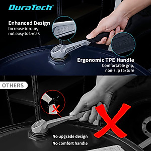 DURATECH Aluminum Drum Wrench, 3-in-1 Bung Wrench, Barrel Opener Tool for Opening 10 15 20 30 55 Gallon Drum, Fits 2" and 3/4" Plastic Bung Cap