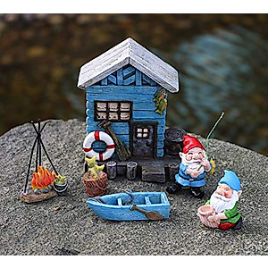 BangBangDa Miniature Fairy Garden Gnomes Decoration – Small Figurines Statue Accessories Gnome House for Outdoor Indoor Home Yard Patio Decor Ornaments Kit Fence Mushroom
