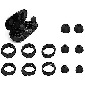 Zotech 6 Pair Eartips Set Anti Slip Earhooks Kit for Samsung Galaxy Buds 3 Pairs Silicone Earbud Eartips S/M/L, 3 Pairs Earhooks S/M/L (Black)