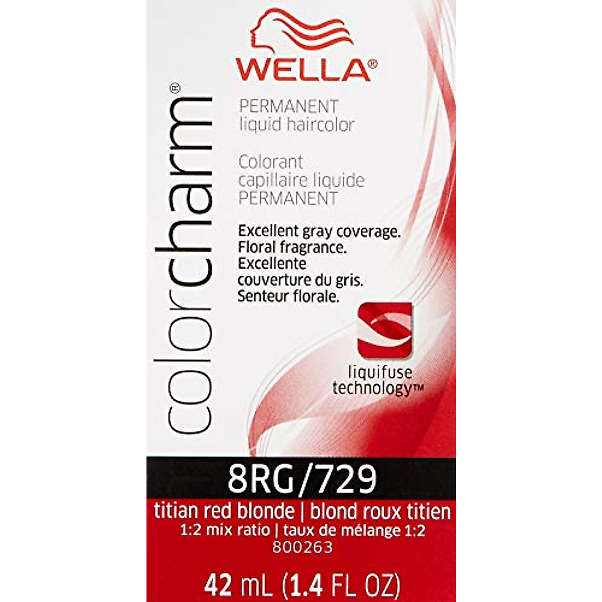 WELLA Color Charm Permanent Liquid Hair Color for Gray Coverage, 8RG Titan Red Blonde