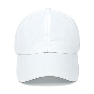FASHIXD Ponytail Baseball Cap for Women Mesh Quick Dry Baseball Hat with Ponytail Hole (White)
