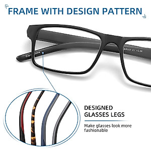 JAWSOCK 4 Pack Reading Glasses Blue Light Blocking for Men Women,Rectangular Frame Computer Readers with Spring Hinge,Anti Eyestrain/UV Ray Eyeglasses (1.0x)