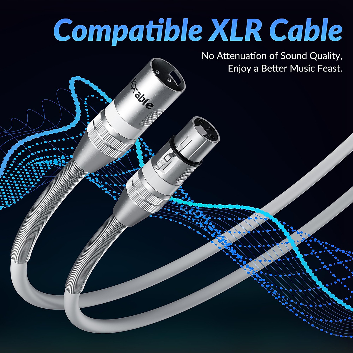 XLR to XLR Cable 100 Feet, Premium XLR Microphone Cable, Heavy Duty 22AWG OFC XLR Male to Female Cord, 3-Pin Shielded Mic Speaker Cable, Zinc Alloy Connectors, Metal Spring SR, White