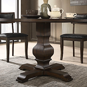 Havre Burnished Oak Finished Wood Pedestal Round Dining Table