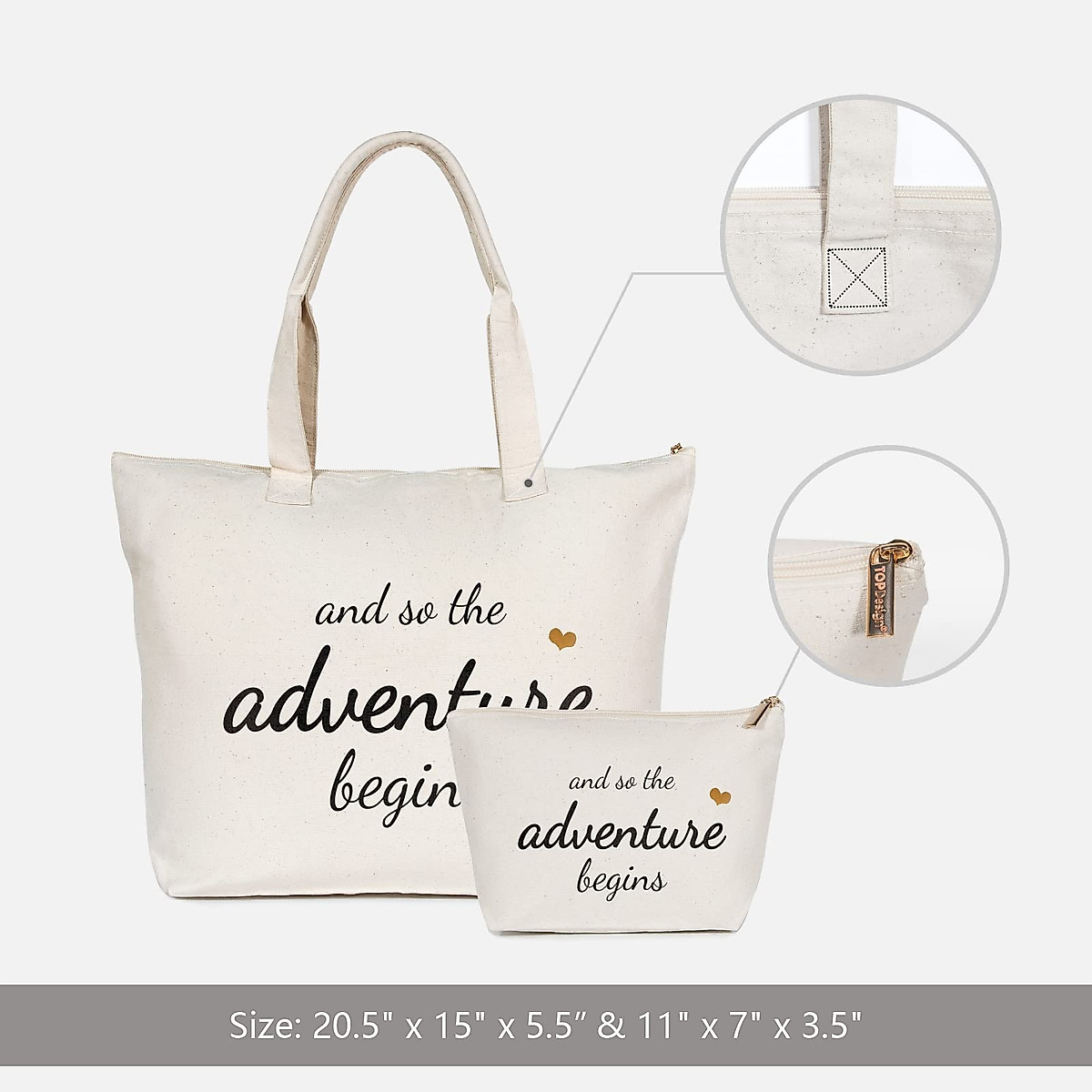 TOPDesign Canvas Tote Bride Bag, Inspirational Bridal Shower, Bachelorette Party, Engagement Wedding Gifts, Congratulation Present for New Chapter