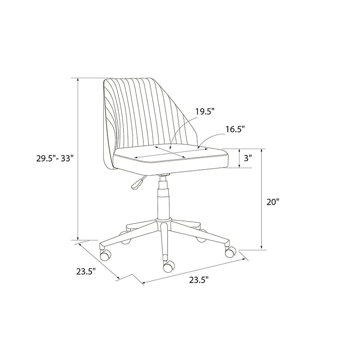 Novogratz Brittany Office Chair with Casters, Blue Linen