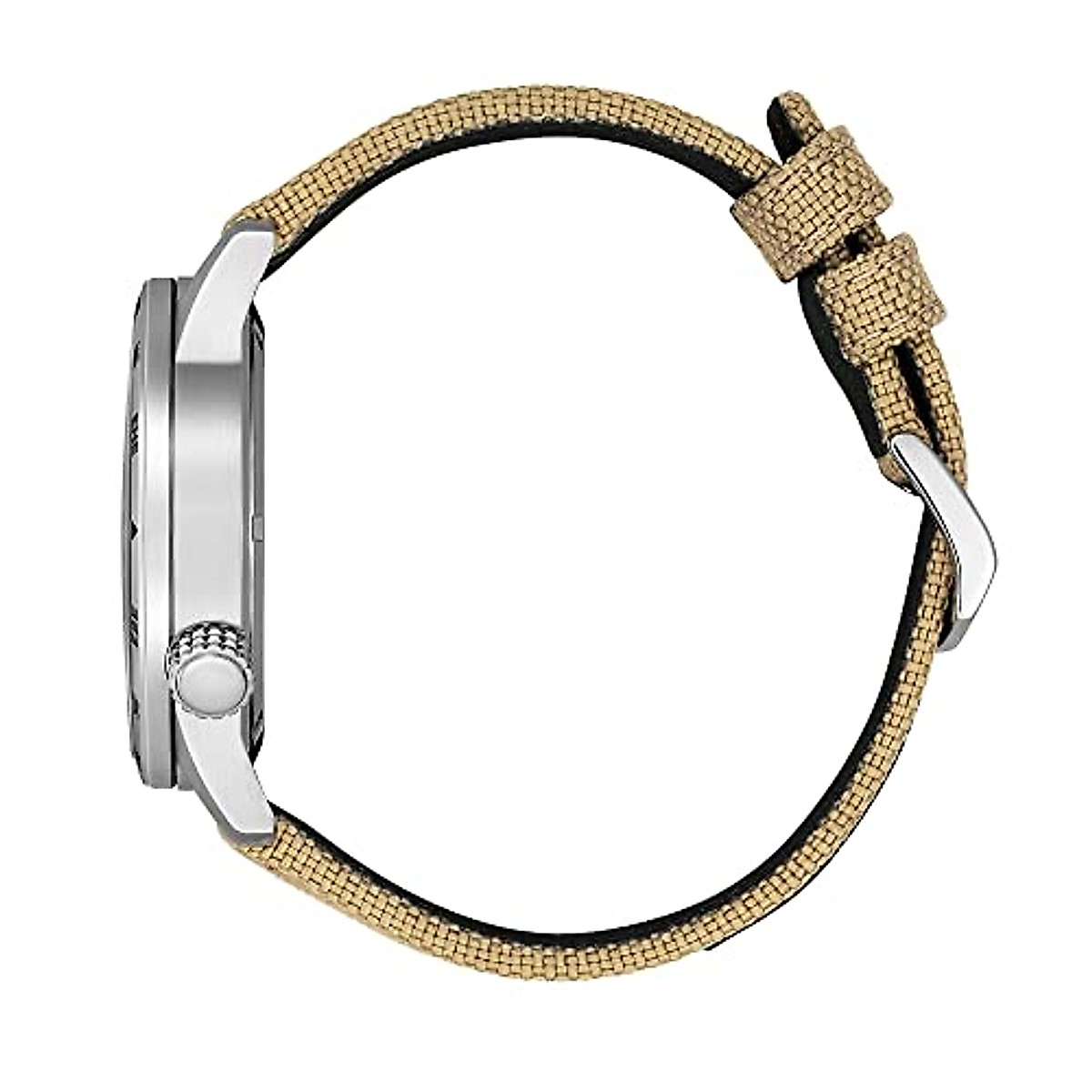 Citizen Men's Eco-Drive Weekender Avion Field Watch in Stainless Steel with Khaki Nylon Strap, Black Dial (Model: BM7550-01E)