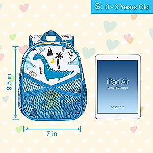 AGSDON Toddler Backpack with Leash, 9.5" Baby Dinosaur Safety Leashes Removable Tether Bookbag