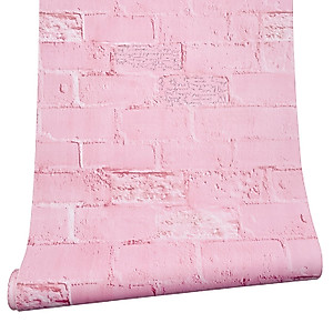 LovingWay English Quotes Drawer Liner 17.7x177 Inch Decor Classroom Wall Easy-to-Install PVC Corner Shelving Paper Pink Bricks