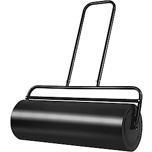 Goplus Lawn Roller, Push/Tow Behind Water/Sand Filled Steel Yard Sod Roller for Garden Backyard, 13 Gallon/48 L, 24"x13", Black