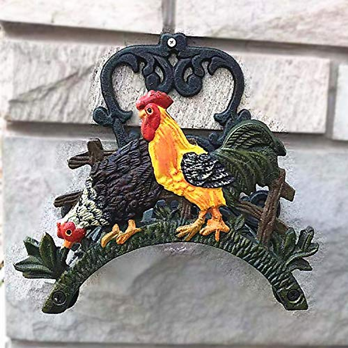 SKipdr Cast Iron Garden Hose Reel Storage Holder Hose Hanger Holder Wall Mounted Rack Decorative Cock