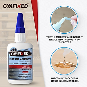 CYAFIXED Professional Grade Cyanoacrylate Super Glue, Medium Viscosity CA Glue for Woodworking, 2 oz. (56.8 Grams) - Instant Adhesive for Woodturning, Pen Turning, Hobby Models & Most Wood Bonding