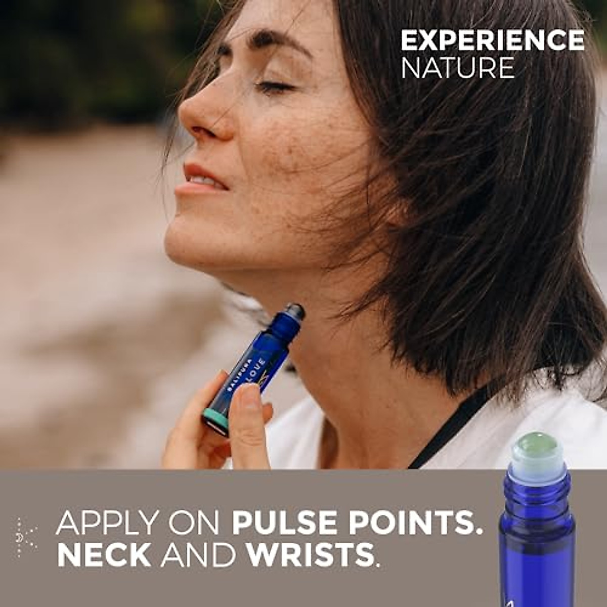 BALIPURA - Pure Love Crystal Aura Roll On - Jasmine Essential Oil with Love Rose Quartz Crystals - Essentail Oils for Body - Calming Essential Oils Roll On- Relaxation Gifts for Women - 0.34 floz