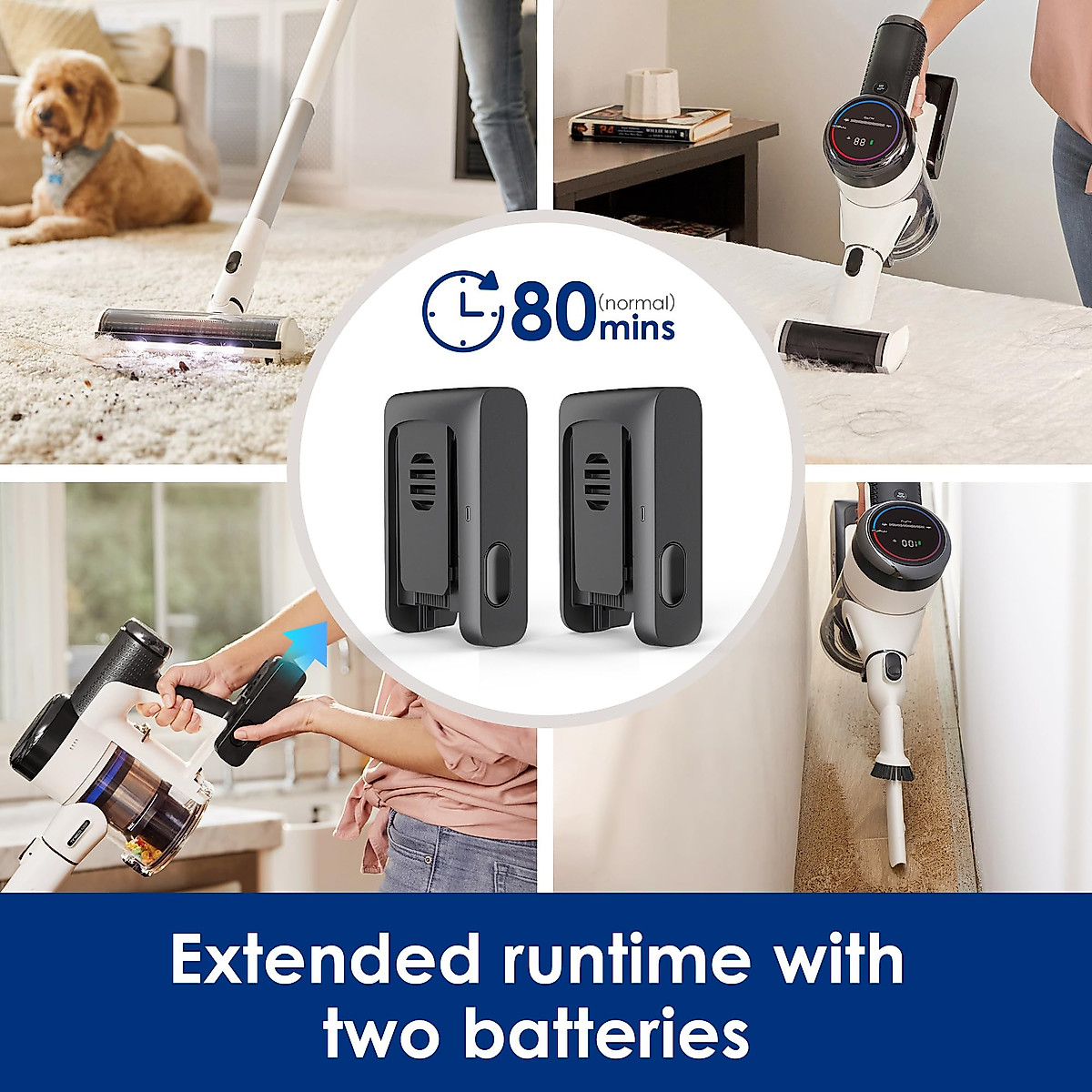 Tineco Pure ONE S15 Pet Ex Smart Cordless Vacuum Cleaner, Stick Vacuum with ZeroTangle Brush & Long Runtime, for Hard Floor and Carpet, Pet Hair Cleaning with Led Headlights