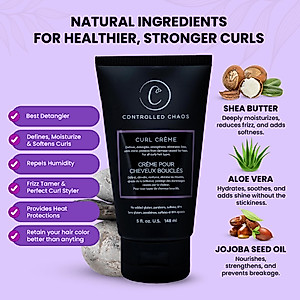 Controlled Chaos Curl Cream for Curly Hair Defining Cream with Shea Butter for Long Lasting Frizz Free Curls – Sulfate & Paraben Free Aloe Vera Curling Cream for Wavy Hair, Made in USA(5Oz)