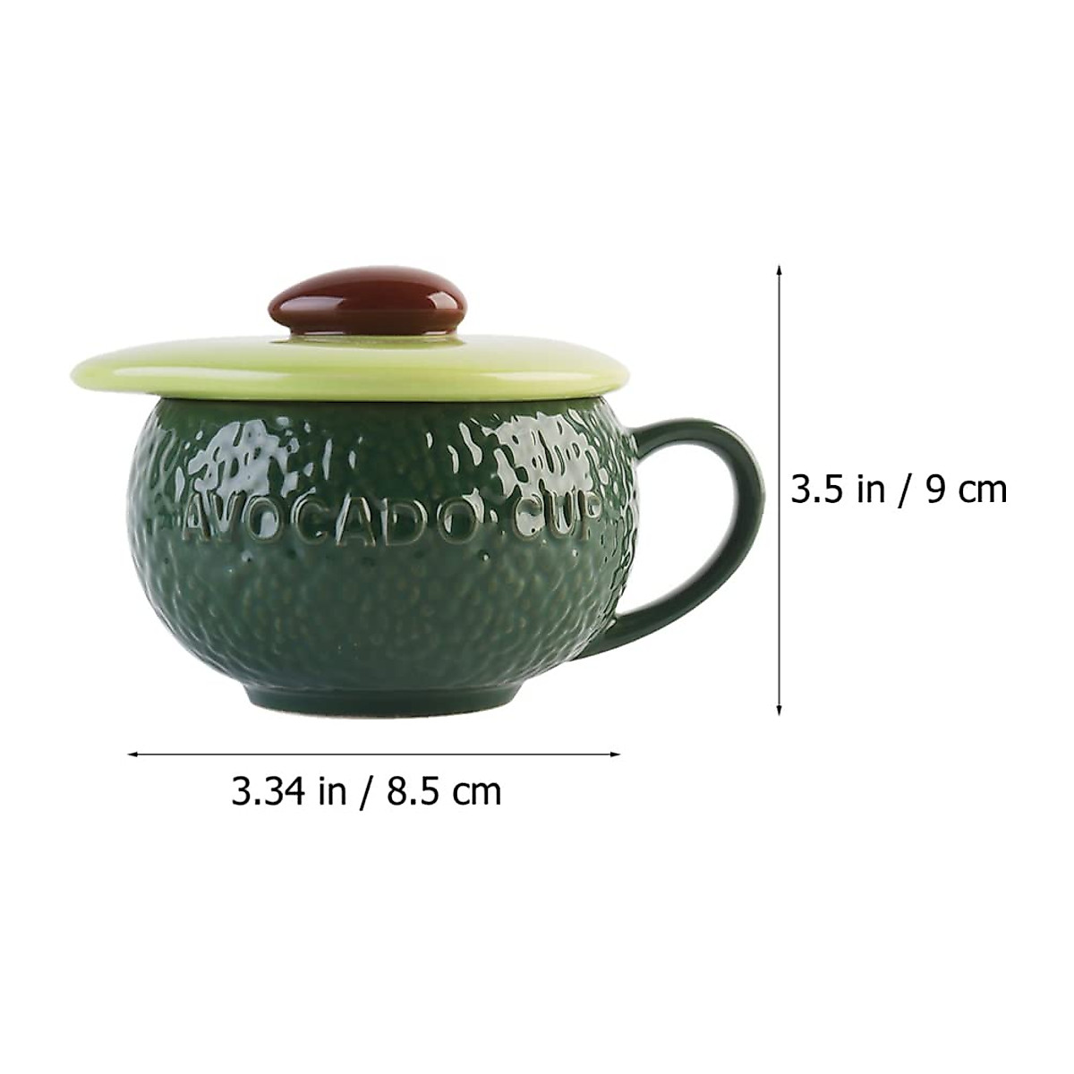 Cabilock Ceramic Stew Pot Steam Soup Bowl Small Steaming Mug Cup Avocado Shapes Sugar Bowls with Lid Spoon Serving Dish Bowls for Home Kitchen