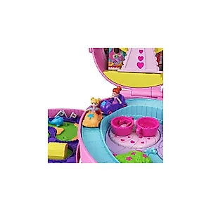 Polly Pocket 2-in-1 Travel Toy Playset with 2 Micro Dolls & Ice Cream Cart Accessoory, Tiny is Mighty Theme Park Backpack Compact