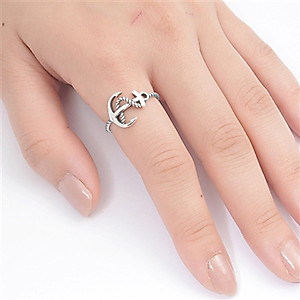 Women's Oxidized Anchor Rope Ring New .925 Sterling Silver Bali Band Size 7