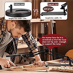 10X Magnifying Glass with Light and Stand, KIRKAS 2-in-1 Stepless Dimmable and 3 Color Modes LED Magnifying Lamp, Real Glass Lens Magnifier Desk Lamp & Clamp for Reading, Repair, Hobby, Close Work