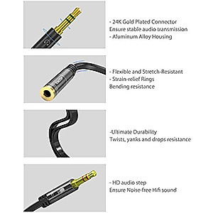 KINGTOP Headset Splitter Cable 3.5mm Female to 2 Male for PC Computer and Old Version Laptop