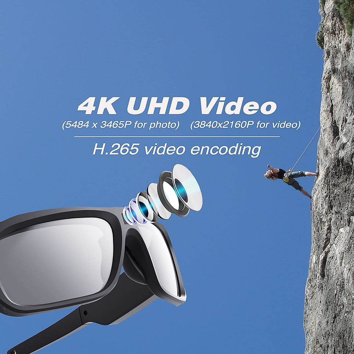 Video Camera Glasses Sports Sunglasses 4K Video 32GB Memory Inside Polarized UV 400 Lens Tech Gadgets for Men