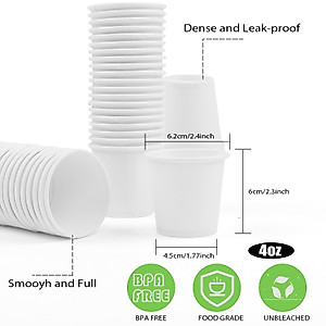 Paper Cups,300 Pack 4 Oz Disposable Paper Cups Paper Coffee Cups,White Hot Cups Yogurt Cups,Test Cups for Coffee, Tea or Hot Chocolate (4 OZ)
