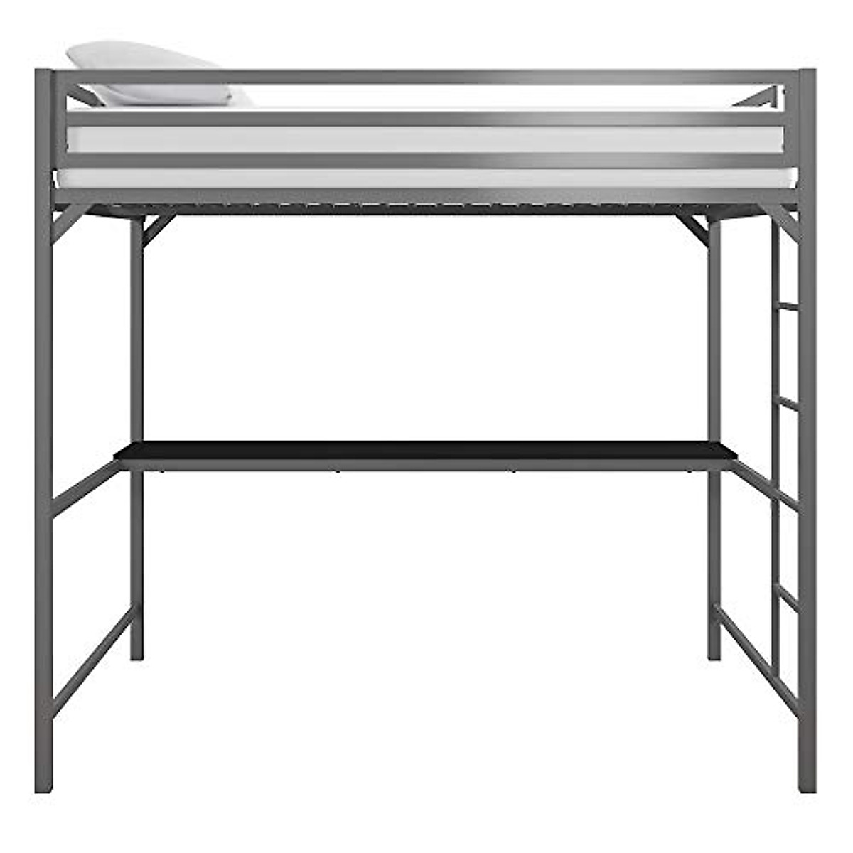 DHP Miles Metal Full Loft Bed with Desk, Silver