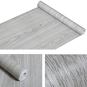Faux Gray Wood Grain Contact Paper Vinyl Self Adhesive Shelf Drawer Liner for Kitchen Cabinets Shelves Table Counter Top Backsplash Wall Door Sticker Decal 17.7x197 Inches