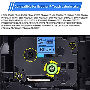 USUPERINK 10PK Compatible for Brother P-Touch Label Maker Tape TZe-551 TZ-551 TZe551 TZ551 Black on Blue 24mm 0.94 inch 1'' x 26.2ft Laminated TZe TZ Label Tape for PT-7600 PT-9200DX PT-9200PC 9400