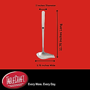 TableCraft 11631 Holden Collection Ladle, 1 oz., Small, with spout, 11.75" x 3.5" x 2", Hollow Handle, Stainless Steel (18-0)