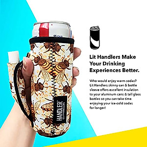 Lit Handlers Slim Can Holder - 12 oz Tall Can Sleeve for Slim Drinks - Neoprene Material Insulated Beverage Cooler & Cover - Machine Washable, Tear Resistant, Reusable Drink Insulator Sleeve for Beach