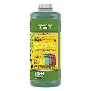 General Hydroponics FloraGro 2-1-6, Use With FloraMicro & FloraBloom, Provides Nutrients For Structural & Foliar Growth, Ideal For Hydroponics, 1-Quart