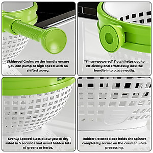 Salad Spinner - 3.3L | Kitchen Fruit Salad Washing Filter | Easy-To-Use Vegetable Washer | Collapsible Compact Veggie Rotating Drain Basket
