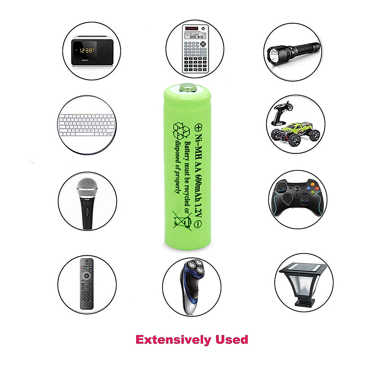 GSUIVEER Solar Light AA Ni-mh 600mAh 1.2V Rechargable Batteries AA Rechargeable Batteries for for Solar Lights (8Pack AA)