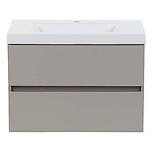 Spring Mill Cabinets Innes Floating Bathroom Vanity with 2 Drawers and White Sink Top, 30.5" W x 18.87" D x 22.25" H,Grey