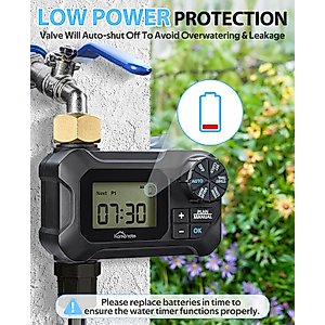 HOMENOTE Sprinkler Timer, Water Timer for Garden Hose, Programmable Hose Timer for Lawn Watering System Automatic Irrigation System with Rain Delay/Manual Mode, IP65 Waterproof