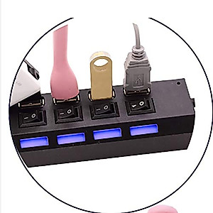 CUJUX USB Power Adapter 7 Port Multiple Expander 2.0 USB Hub with Switch for PC Multi-Interface (Color : Black)