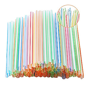 Flexible Straws,200 Pcs Disposable Stripes Multiple Colors Drinking Plastic Straws.(0.23'' diameter and 7.8" long)