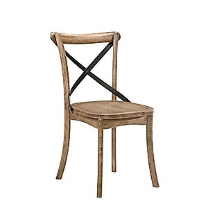 Acme Furniture Set of 2 Side Chairs with X-Shape Back, Rustic Oak