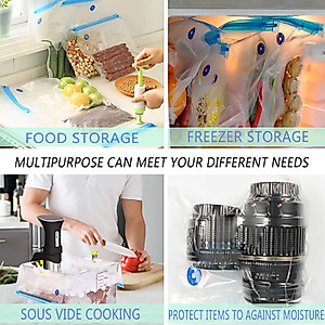Sous Vide Bags 20pack Reusable Vacuum Food Storage Bags with 3 Sizes Vacuum Food Bags,1 Hand Pump,4 Sealing Clips for Food Storage and Sous Vide Cooking