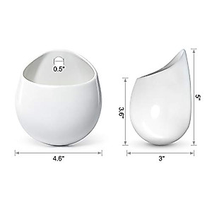 Mkono 4 Inch Wall Mounted Planter Round Ceramic Hanging Plant Holder Decorative Flower Display Vase Succulent Pots for Indoor Plants, Set of 3, White (Plants NOT Included)