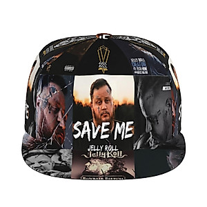 kingscom Jelly Singer Roll Hat Flat-Brimmed Baseball Cap Dad Ball Hat Snapback Hip Hop Cap for Men and Women Black